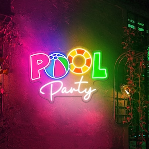 Summer Pool Party Neon Sign, Custom Party Led Light Sign, Swimming Pool ...