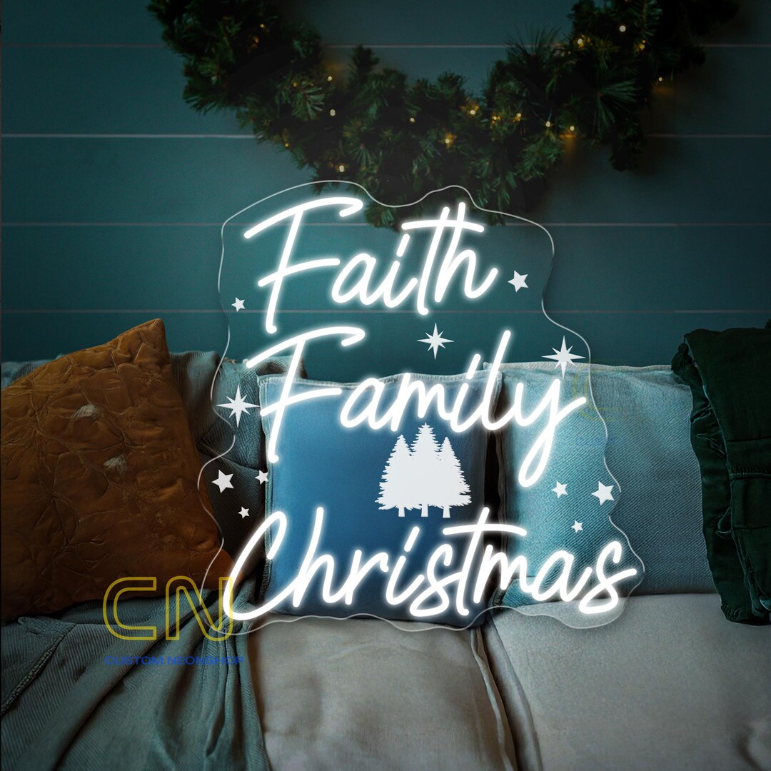 Faith Family Christmas Neon Sign Cross Neon Sign Christian Cross Neon ...