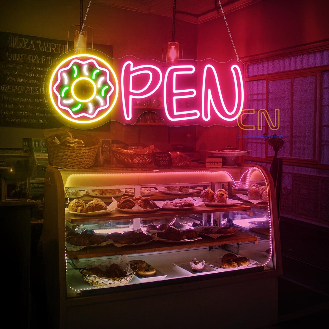 Donut Open Neon Sign Donut LED Signs Donut Shop Neon Sign Custom Donut ...