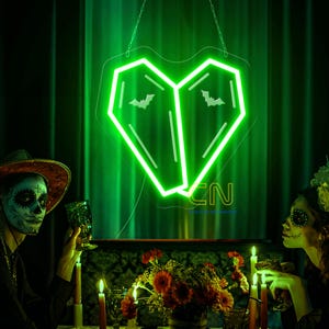Coffin Heart Gothic Neon Sign, Bat Wall Decor, Gothic Wedding Party ...