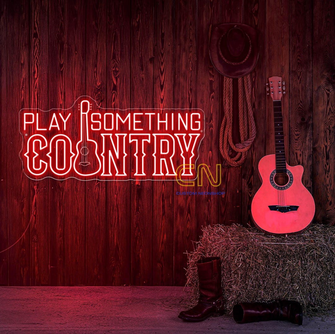Play Something Country LED Neon Sign, Cowboy Hat LED Sign, Cowboy Decor ...