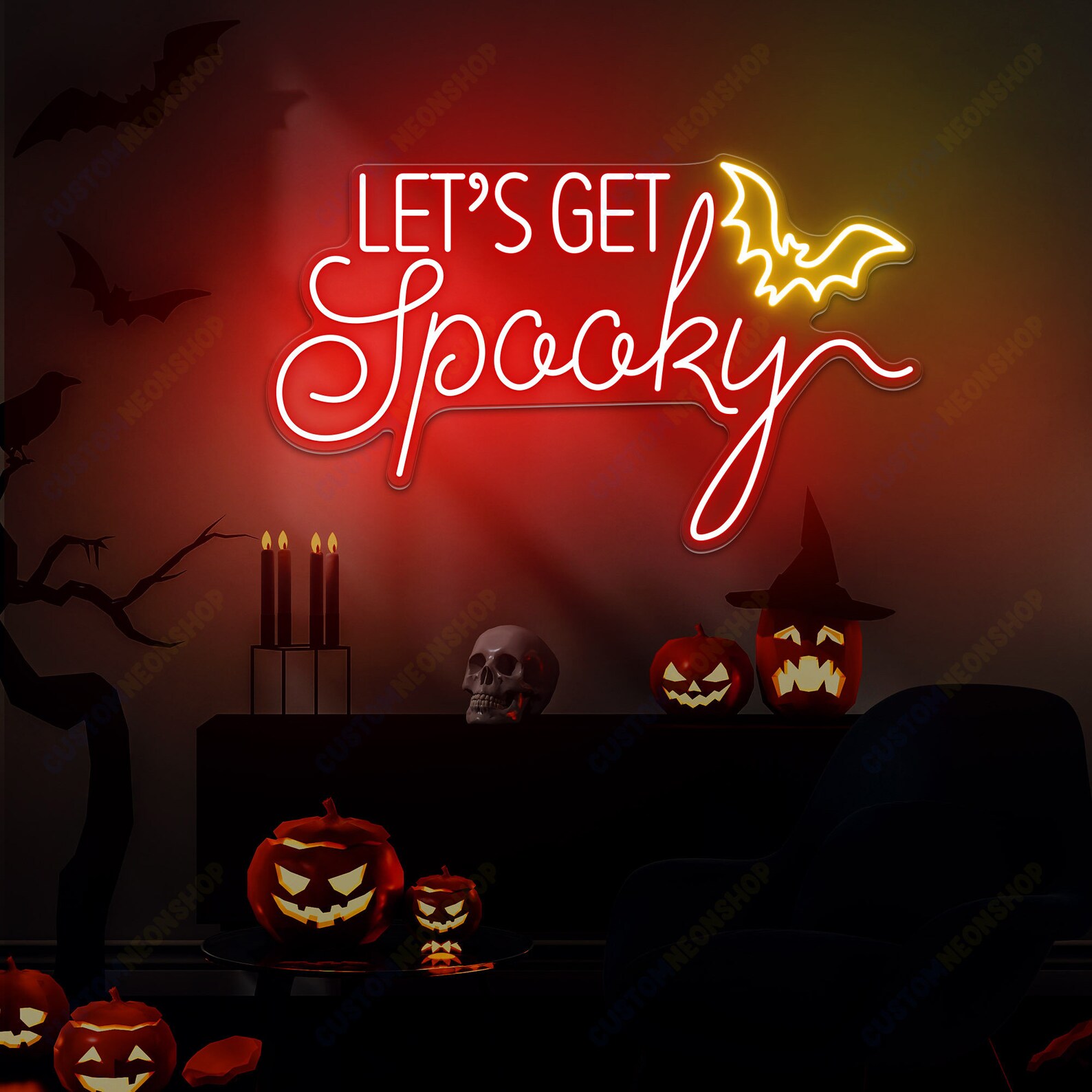 Let's Get Spooky Neon Sign, Halloween Neon Sign, Custom Neon Sign ...