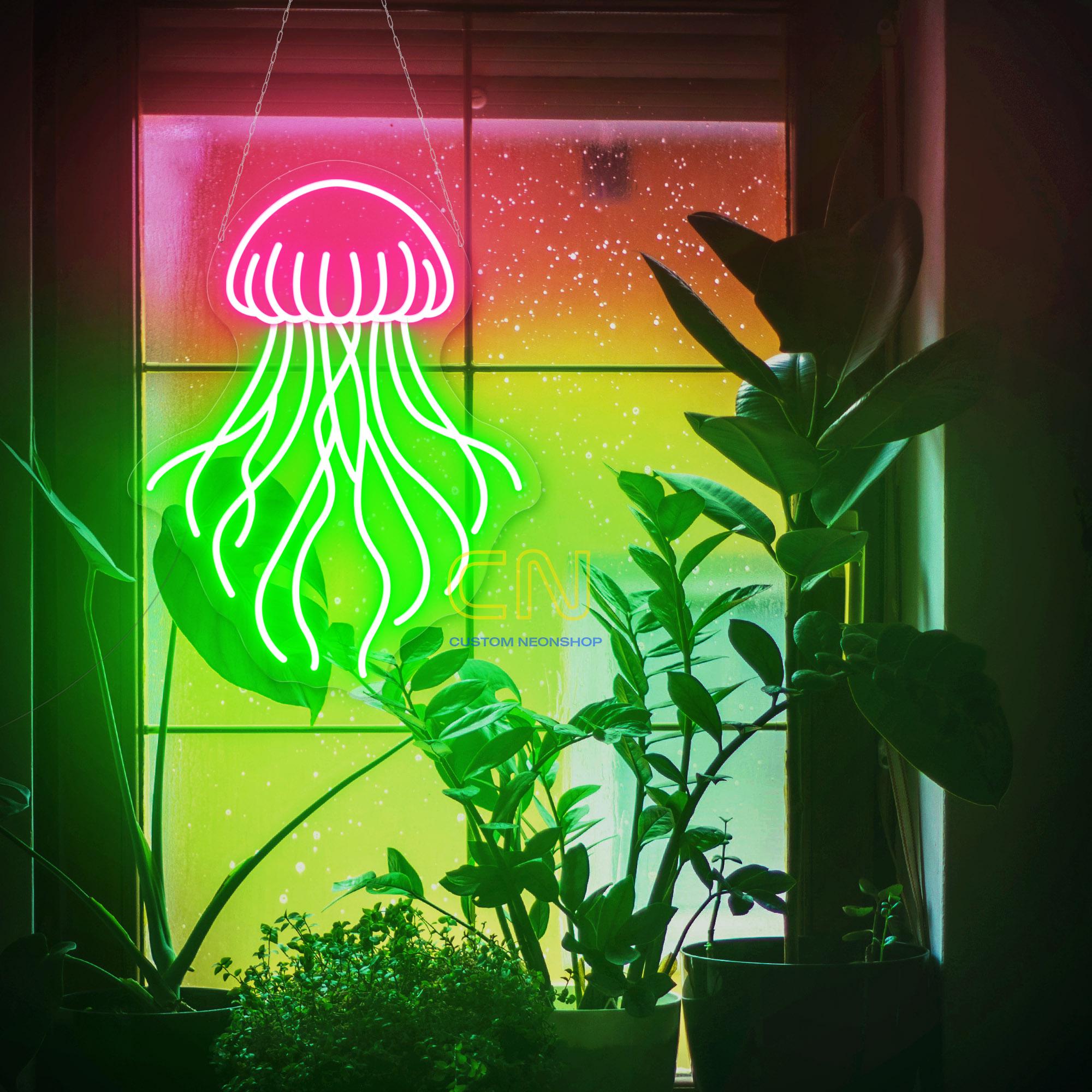 Jellyfish Neon Sign, Jellyfish Wall Art, Jellyfish Wall Decor, Bedroom ...