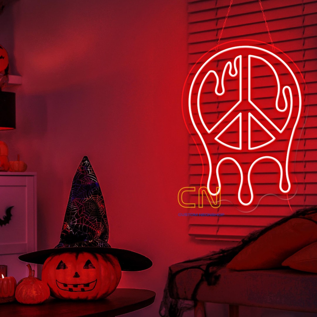 Melting Peace Symbol Neon Sign, Peace Neon Sign, Peace Led Sign, Peace ...