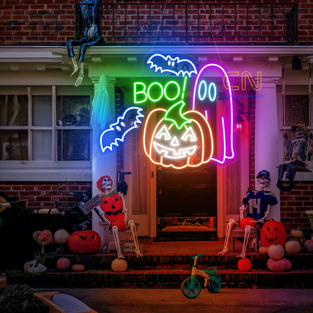 Boo Bat Pumpkin Neon Sign, Halloween LED Neon Sign, Ghost Neon Sign ...