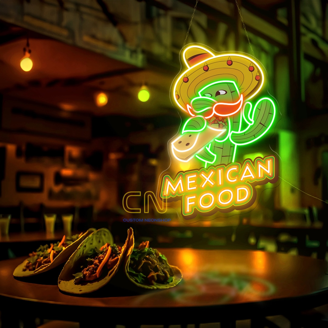 Mexican Food Neon Sign, Mexican Food Decor, Food Decor, Food Neon Sign ...