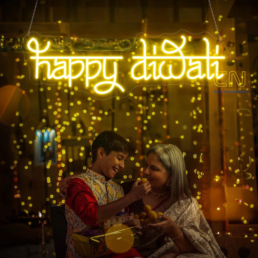 Happy Diwali Neon Sign, Diwali Decor Party Sign, Happy Diwali Led Sign ...
