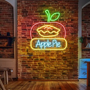Apple Pie Neon Sign, Sweet Food Sign, Pie Cake Led Sign, Bakery Shop ...