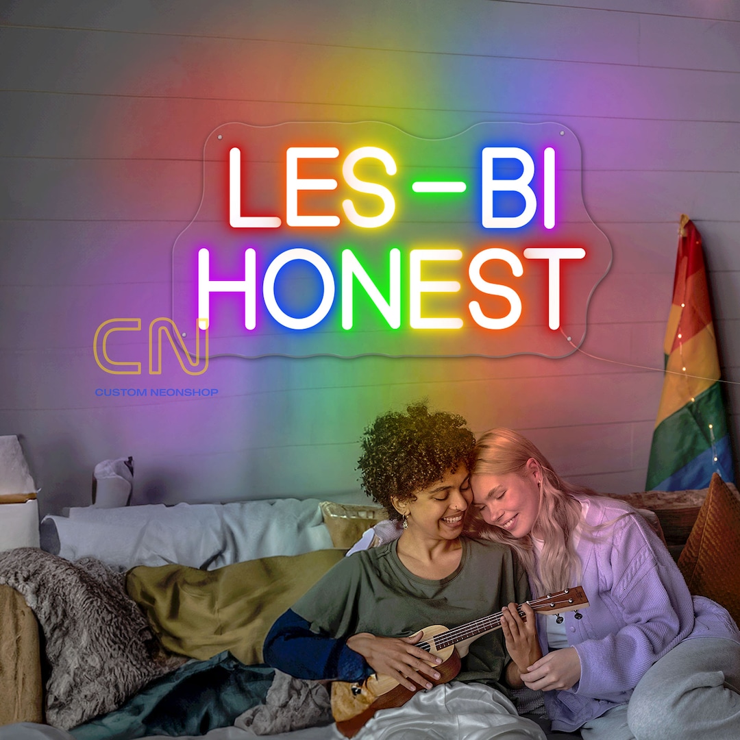 Les-bi Honest Neon Sign LGBT Pride Month Celebration Neon Light Rainbow ...