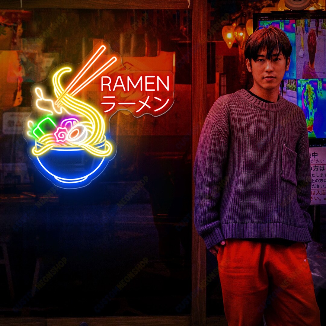 Delicious Flying Noodles, Japanesse Ramen Sign, Neon Ramen Sign Ramen ...