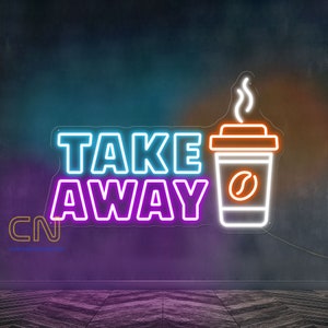 Take Away Neon Sign Coffee to Go Neon Light Custom Coffee Shop Logo LED ...