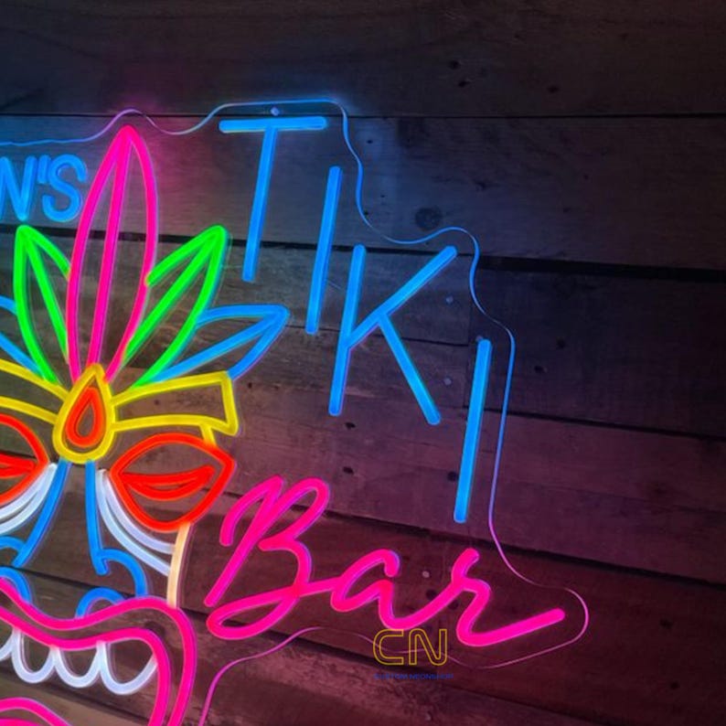 Tiki Bar Neon Sign Custom Bar Signage Tiki Lounge Sign Personalized ...