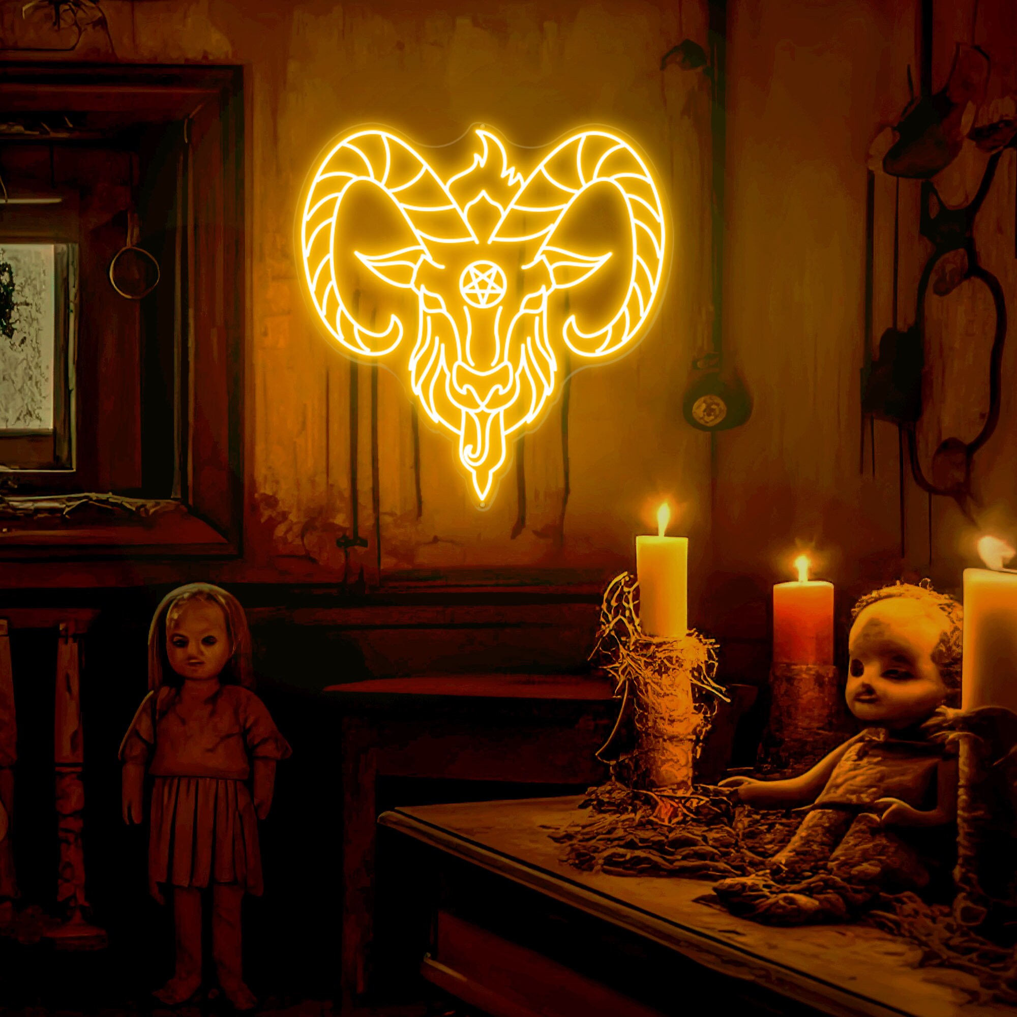 Baphomet Neon Sign Gothic Dark Led Decor Black Goat Led - Etsy