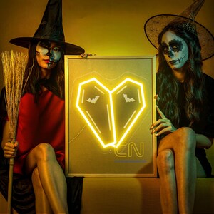 Coffin Heart Gothic Neon Sign, Bat Wall Decor, Gothic Wedding Party ...