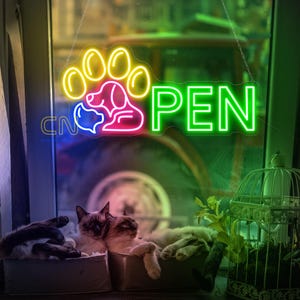 Pet Open Neon Sign, Open Neon Sign, Pet Shop Welcome Sign, Open Sign ...
