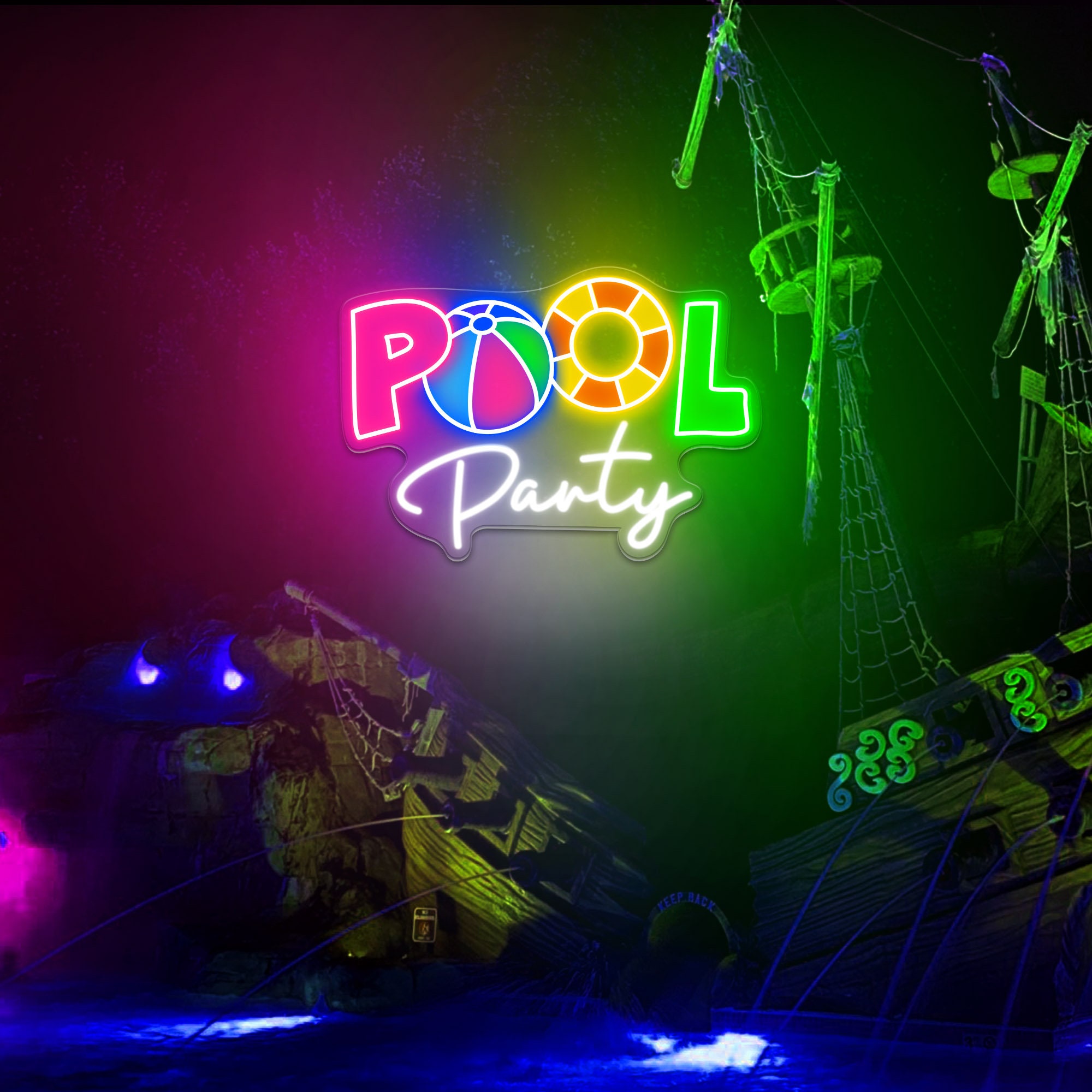 Summer Pool Party Neon Sign, Custom Party Led Light Sign, Swimming Pool ...