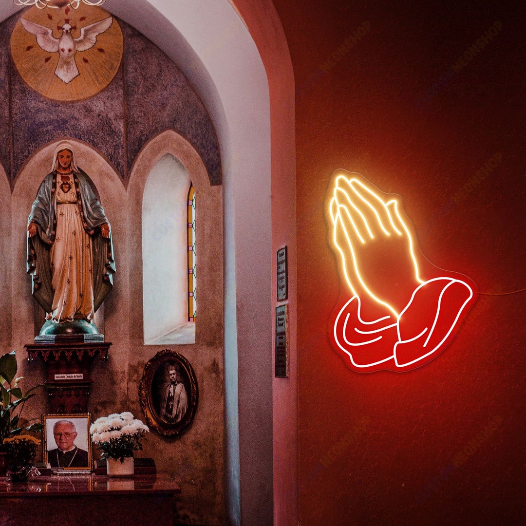 Praying Hand Neon Sign, Hand of God Neon Sign, Jesus Sign Neon Wall ...