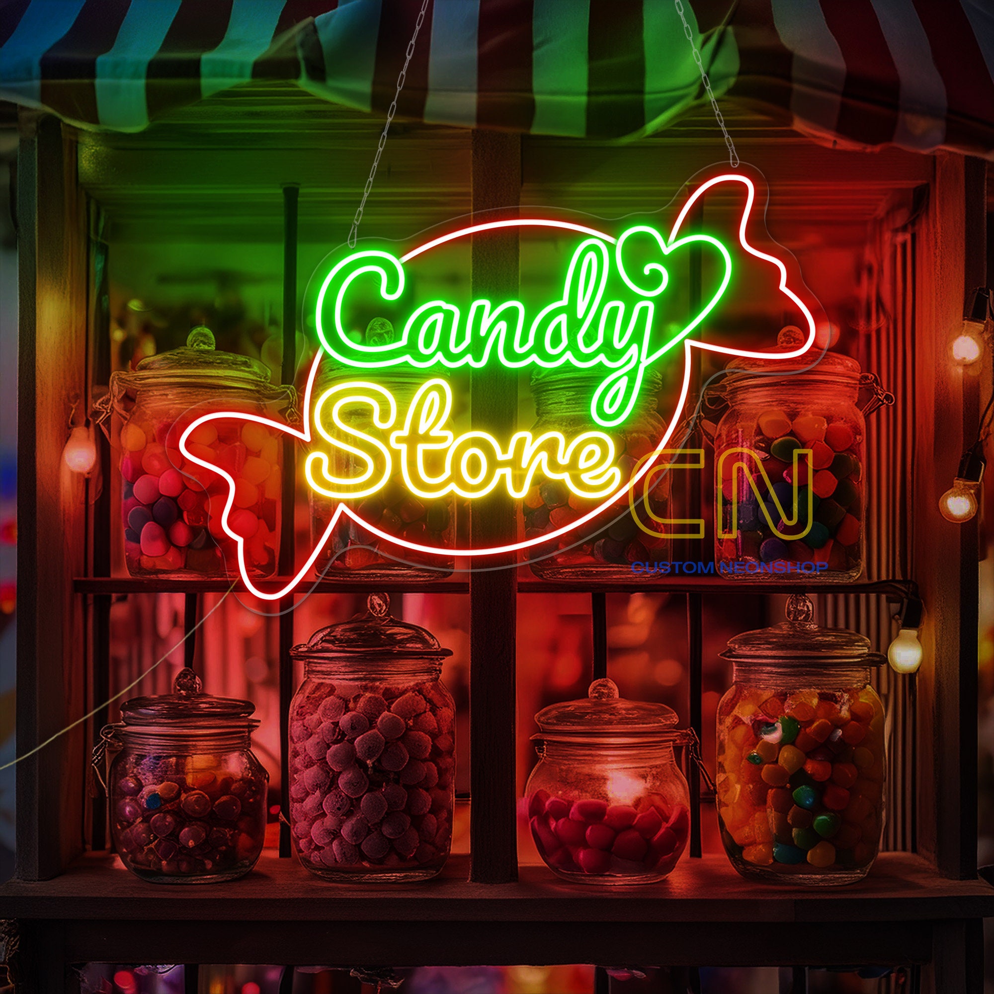 Candy Store Neon Sign, Candy Shop Led Sign, Candy Shop Decor, Candy ...