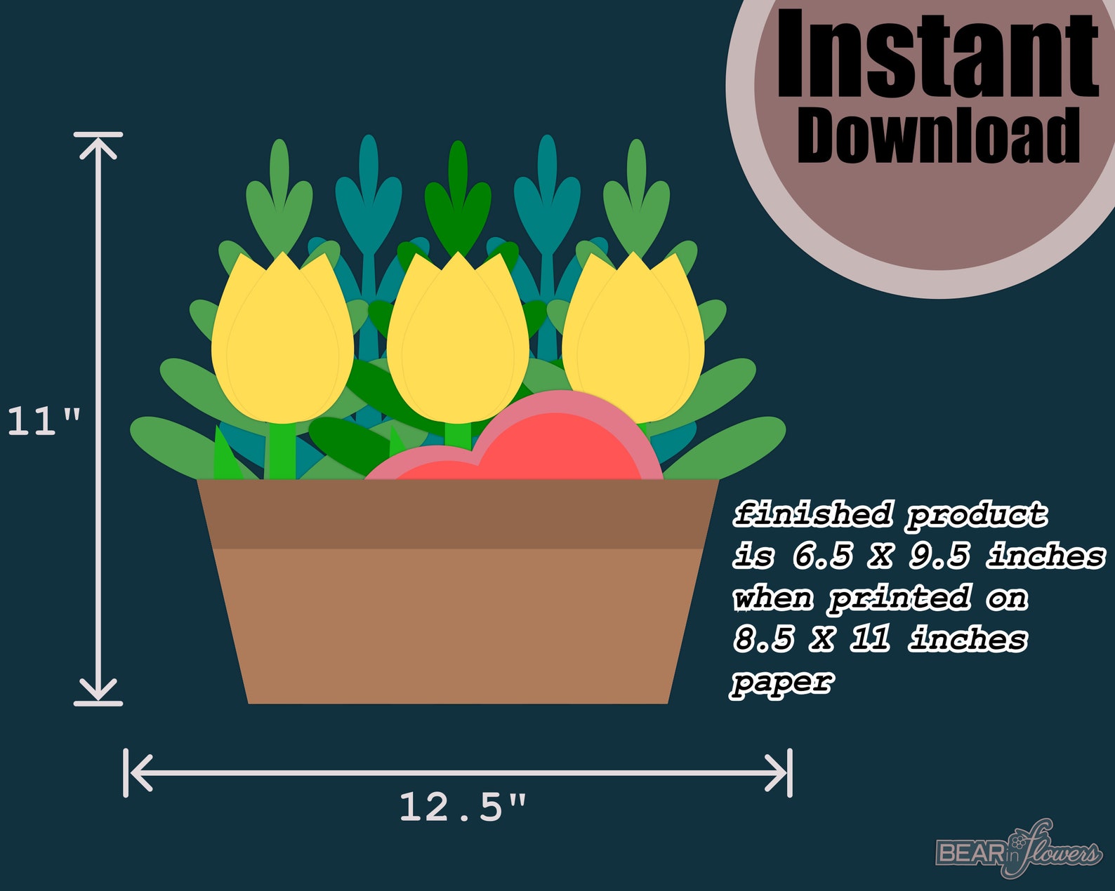 Mother Day Flower Craft Card Tulip DIY Paper Craft Printable - Etsy