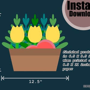 Mother Day Flower Craft Card Tulip DIY Paper Craft Printable - Etsy