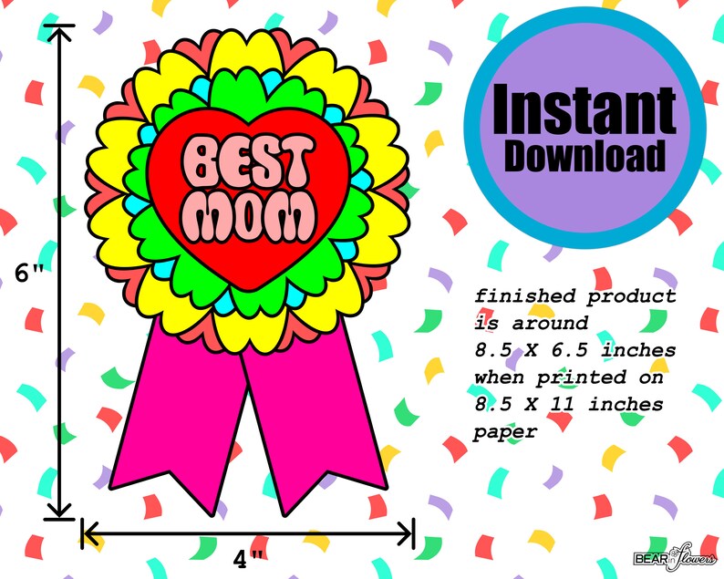Best Mom Badge Craft Printable Birthday Gift for Mom From Kid Activity ...