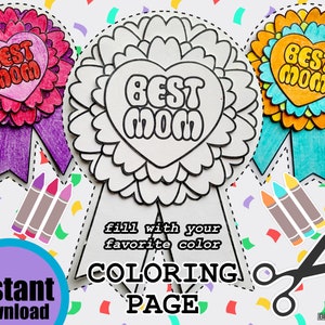 Best Mom Badge Craft Printable Birthday Gift for Mom From Kid Activity ...