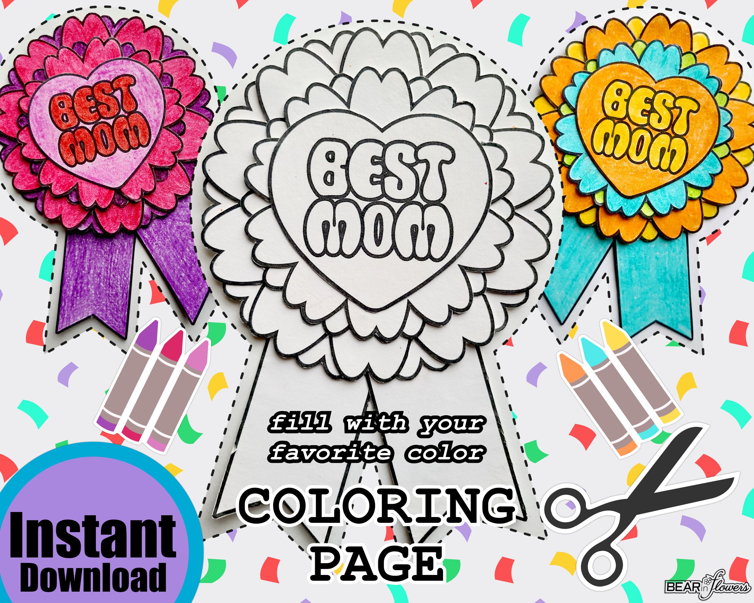 Best Mom Badge Craft Printable Birthday Gift for Mom From Kid Activity ...