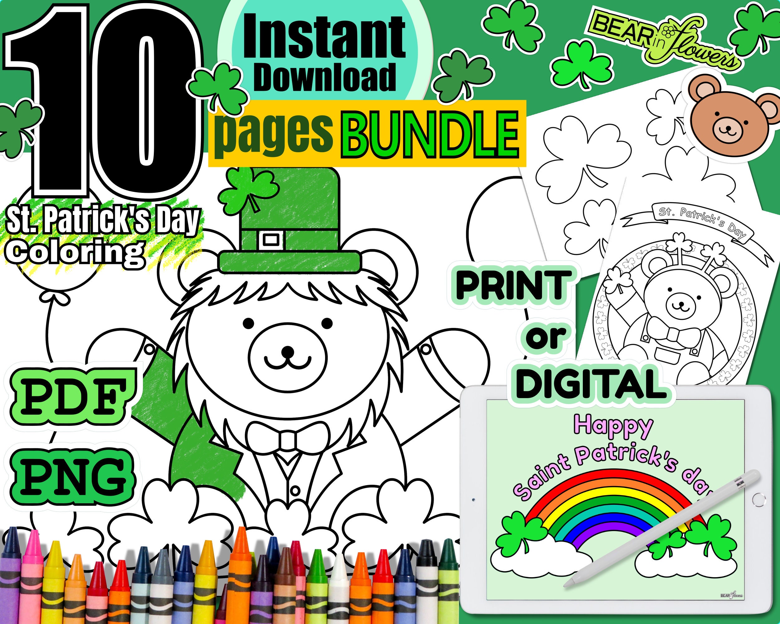 St Patricks Day Coloring Pages Printable St Patricks Day Gift for Kid ...