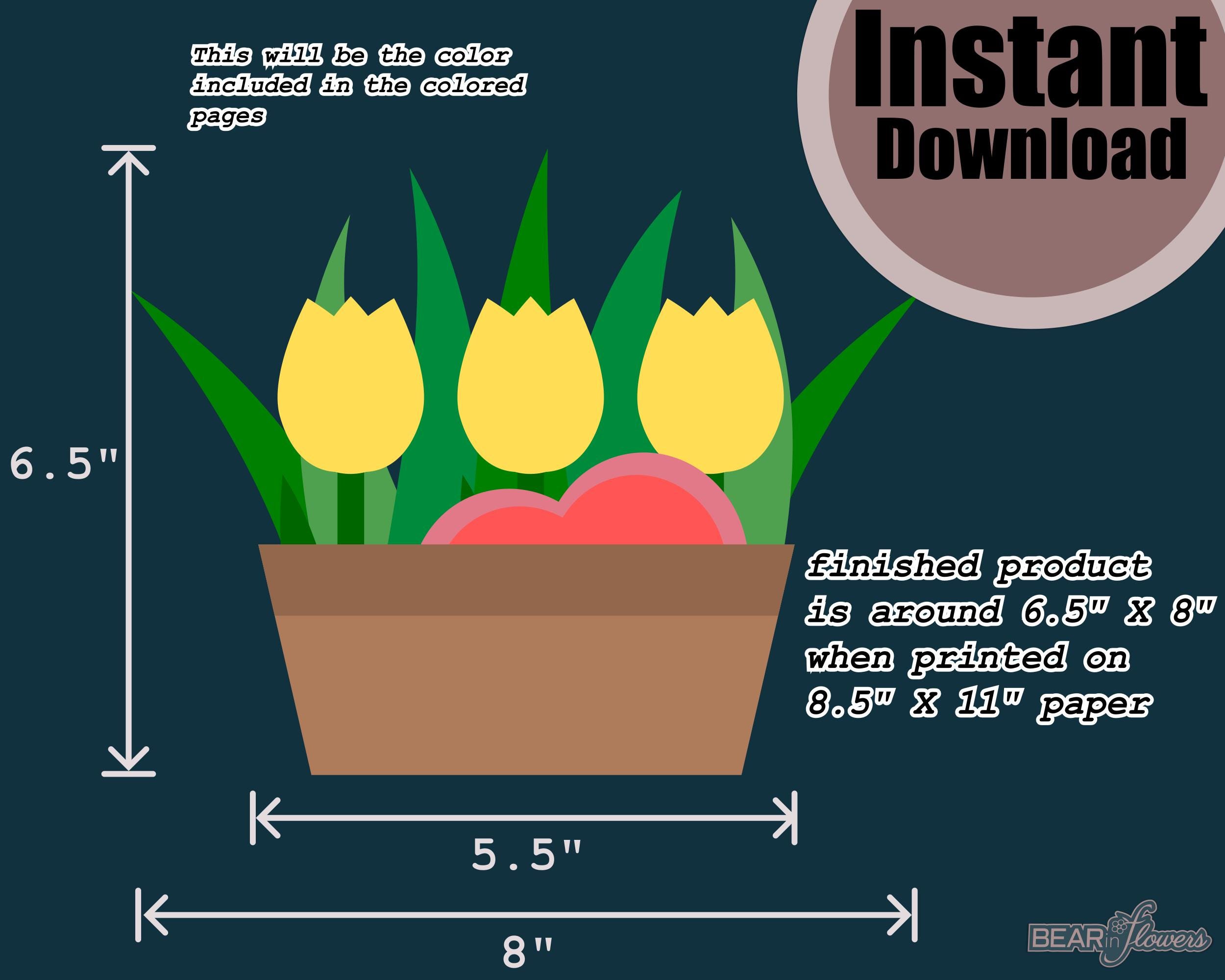 Mother Day Flower Craft Card Tulip DIY Paper Craft Printable Greeting ...