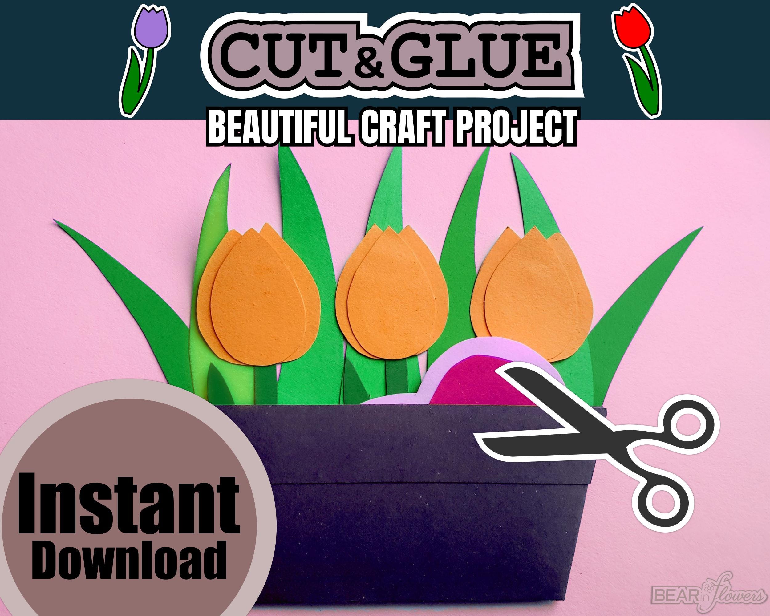 Mother Day Flower Craft Card Tulip DIY Paper Craft Printable Greeting ...