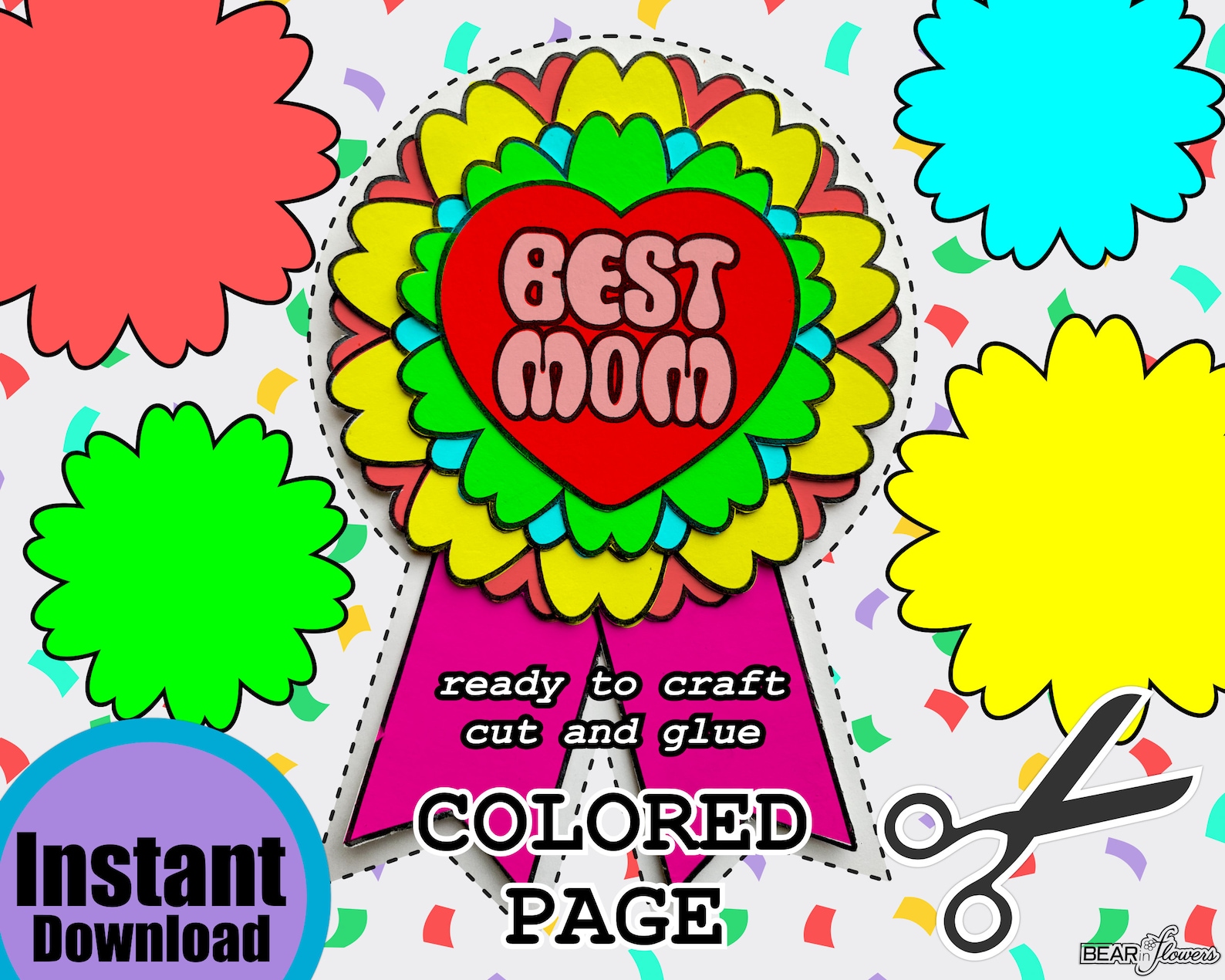 Best Mom Badge Craft Printable Birthday Gift for Mom From Kid Activity ...