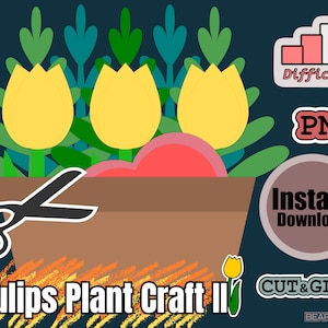 Mother Day Flower Craft Card Tulip DIY Paper Craft Printable - Etsy