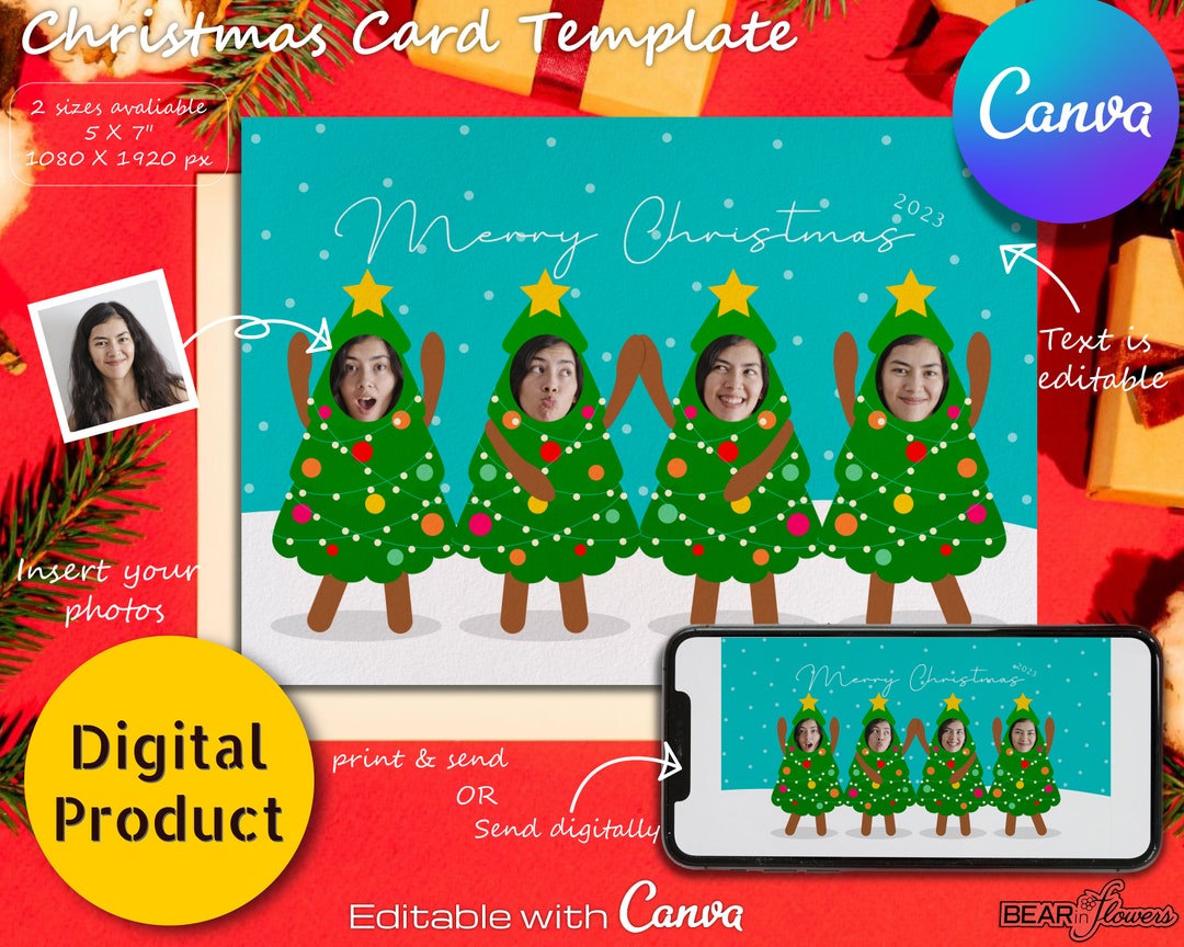 Funny Christmas Card Photo Download Digital Christmas Card Insert Face ...