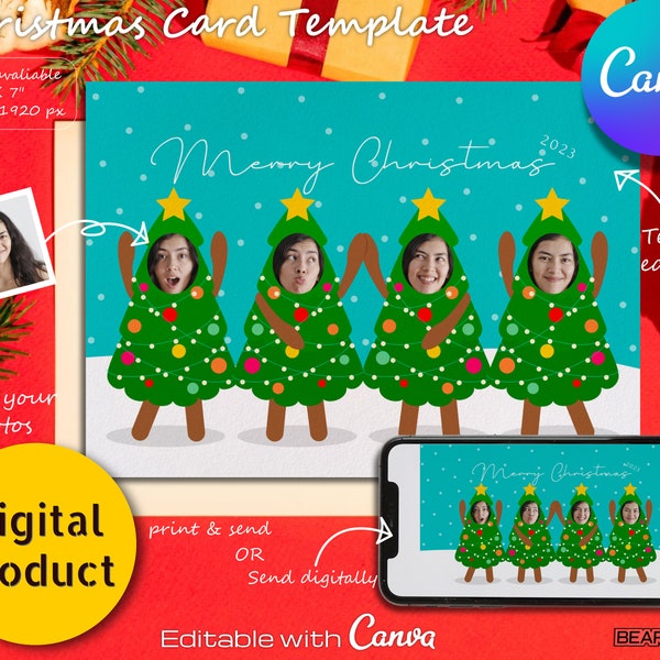 Insert Face Christmas Card - Etsy