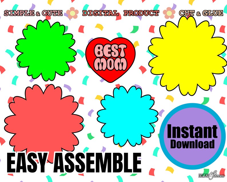 Best Mom Badge Craft Printable Birthday Gift for Mom From Kid - Etsy