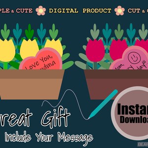 Mother Day Flower Craft Card Tulip DIY Paper Craft Printable - Etsy