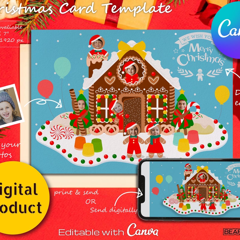 Insert Face Christmas Card - Etsy