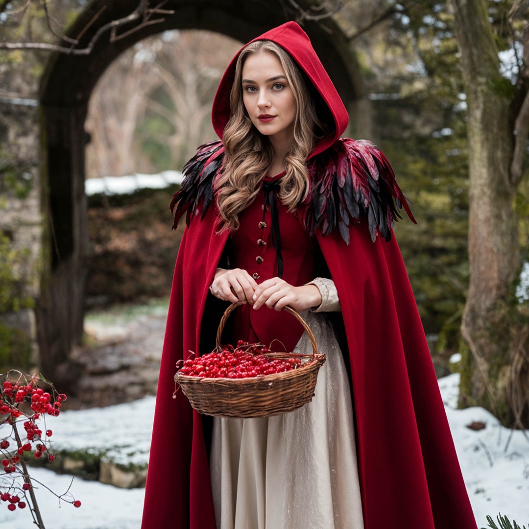 Witch Full Length Cape With Gothic Feather Cloak Suit Costume, Velvet ...