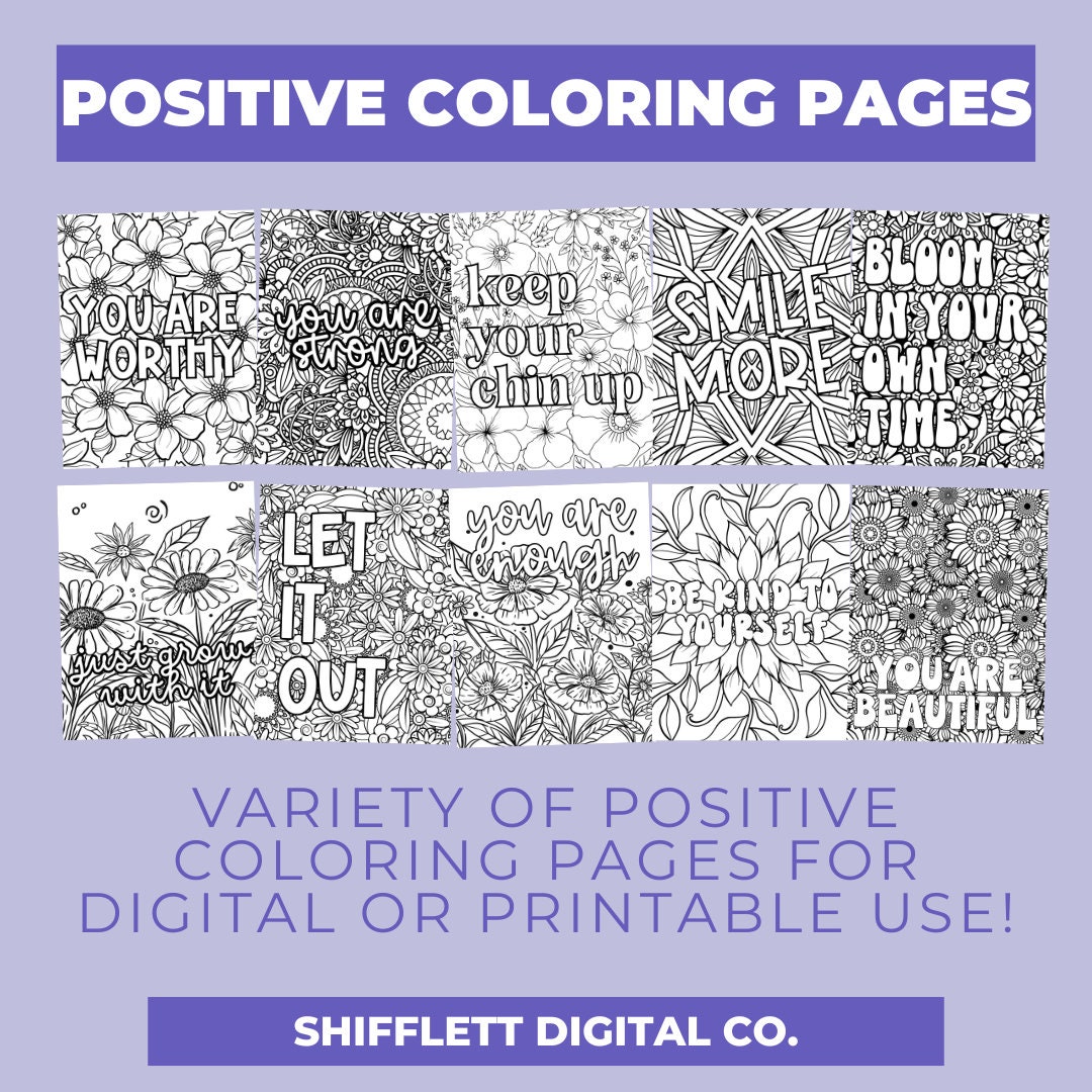 Positive Mental Health Coloring Pages, Empowerment, Self-care Era, Girl ...