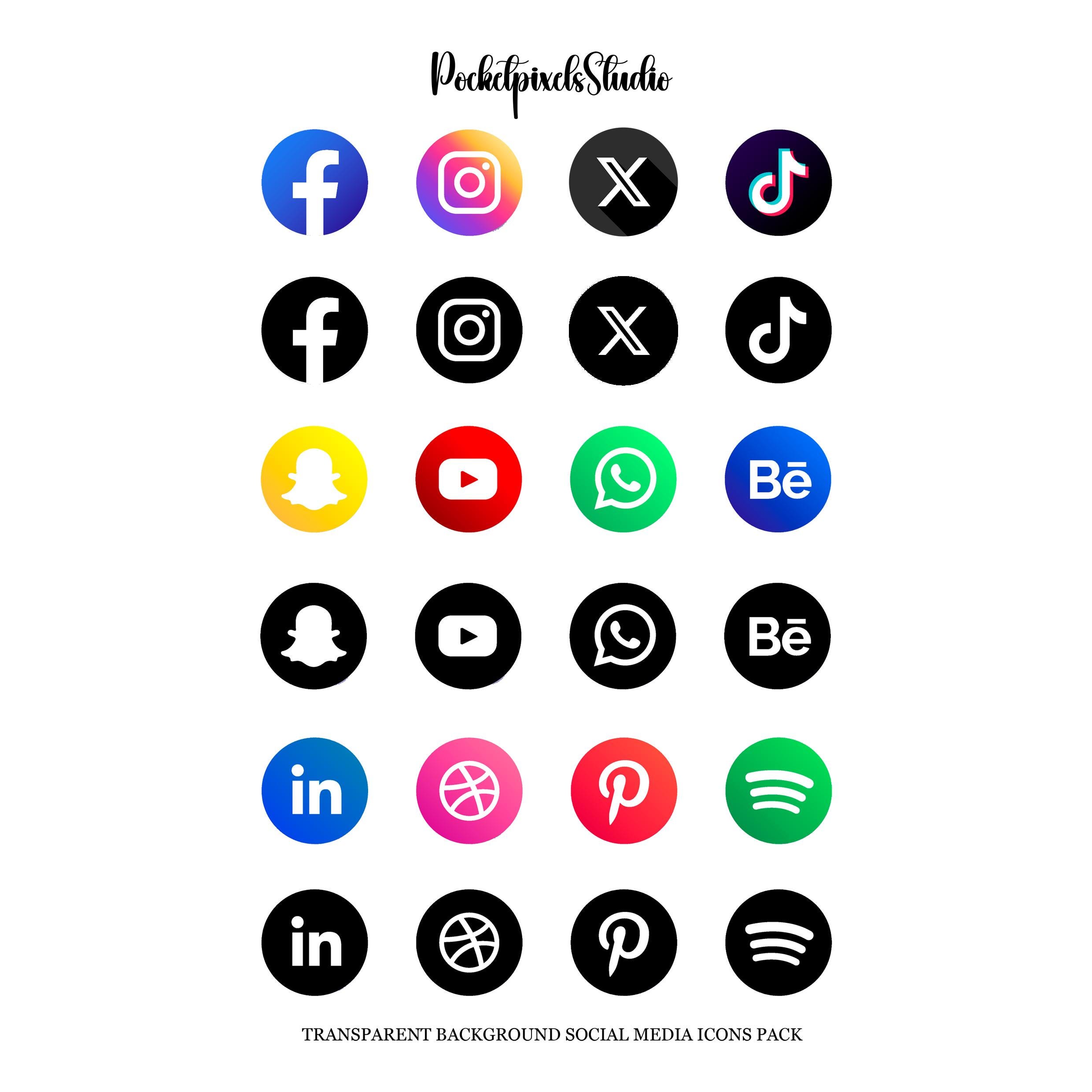 Transparent Background Social Media Logo Packs - Etsy