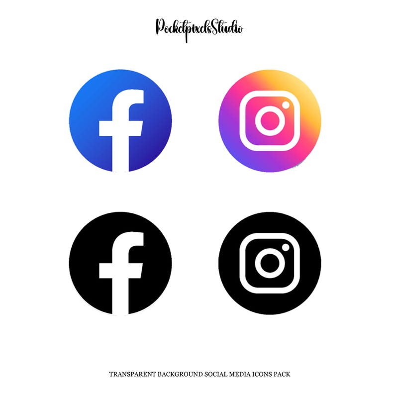 Transparent Background Social Media Logo Packs - Etsy