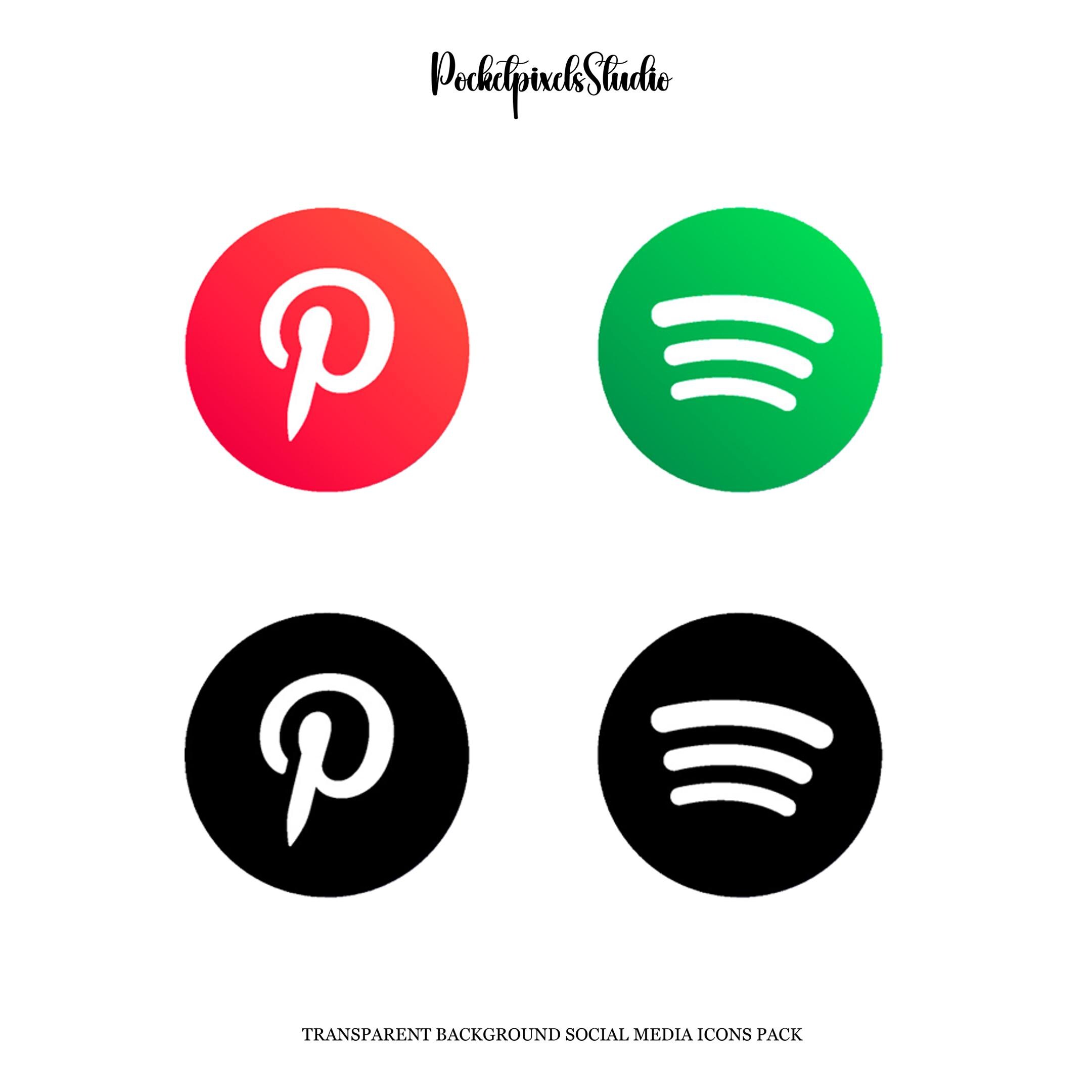 Transparent Background Social Media Logo Packs - Etsy