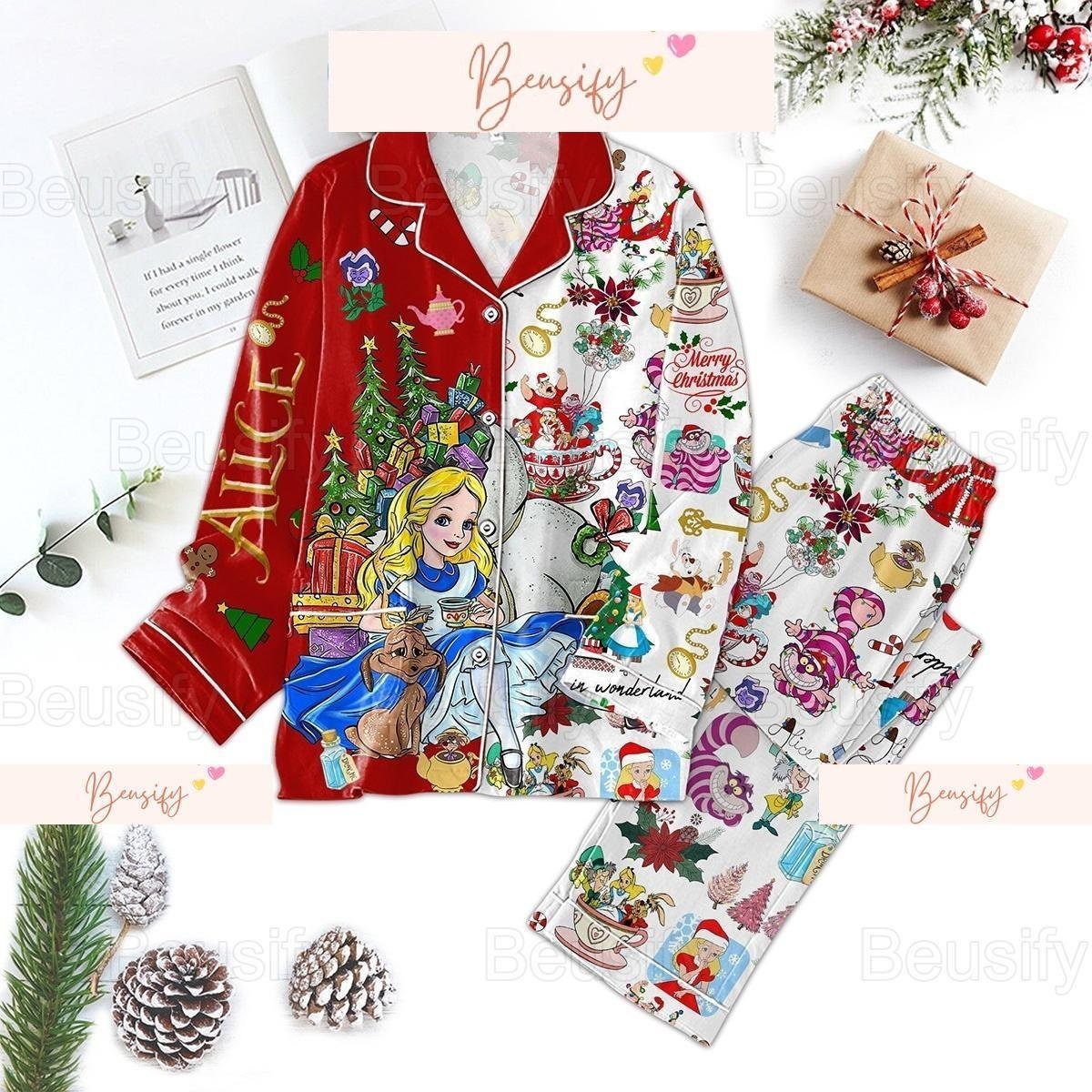Christmas Alice In Wonderland Pajamas Set, Disney Alice Pajamas Pants ...