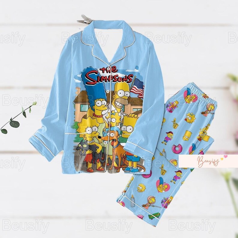The Simpsons Pajamas Set, Simpsons Family Pajamas, Homer Simpson ...