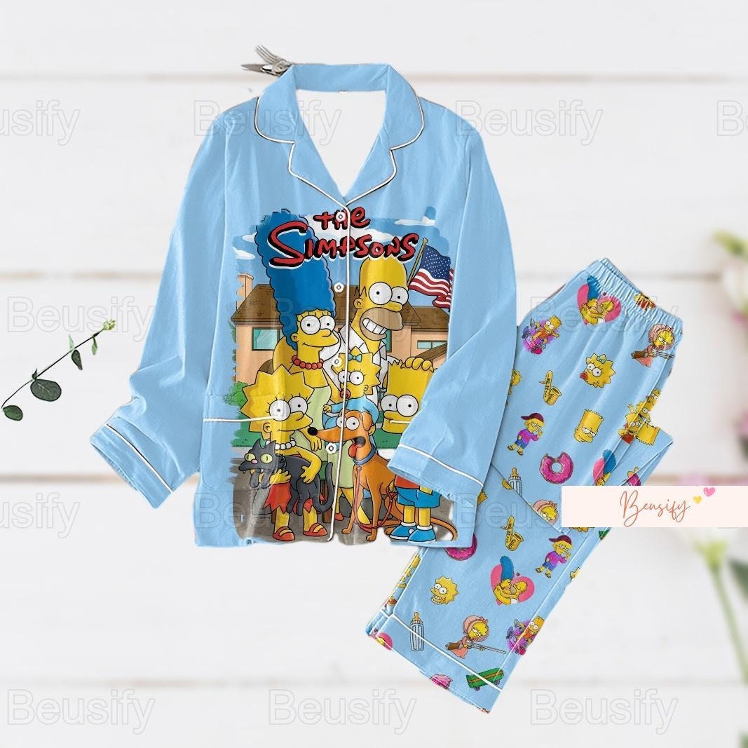 The Simpsons Pajamas Set, Simpsons Family Pajamas, Homer Simpson ...