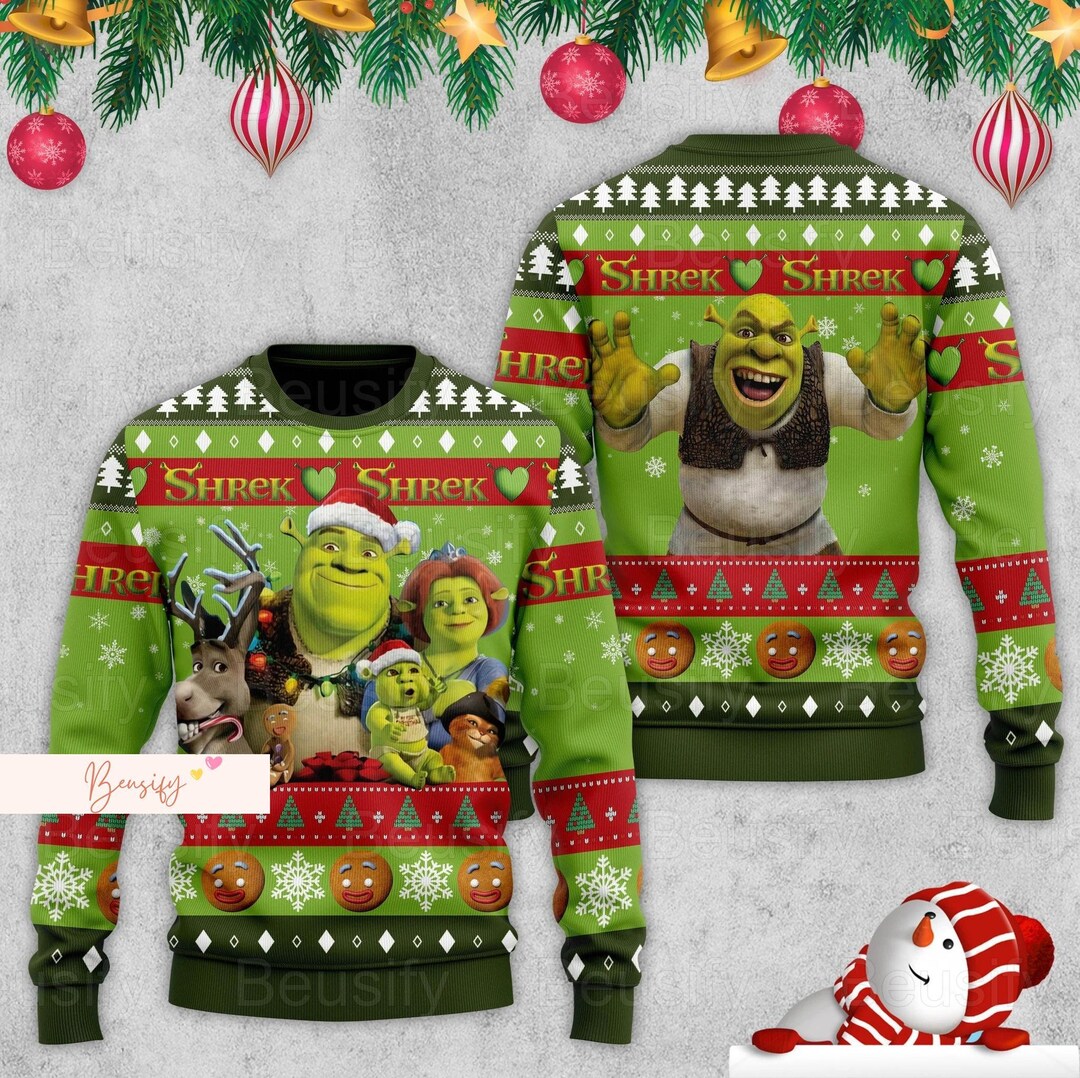 Christmas Shrek Ugly Sweater Shrek Holiday Sweater Shrek - Etsy