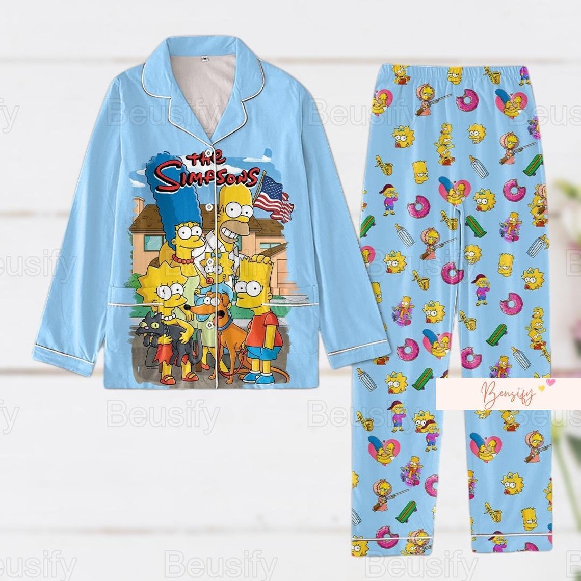 The Simpsons Pajamas Set, Simpsons Family Pajamas, Homer Simpson ...