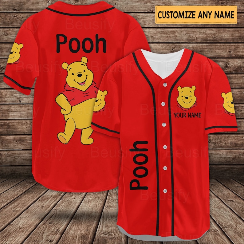 Winnie Pooh Baseball Jersey Pooh Bear Shirt Pooh Jersey - Etsy