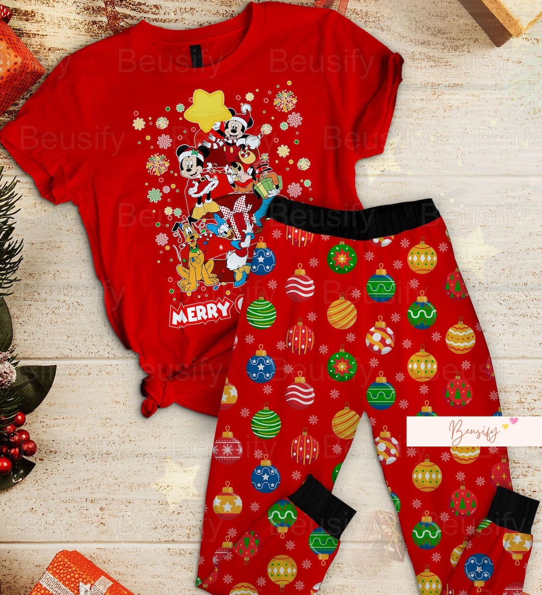 Christmas Mickey Pajamas Set, Mouse Holiday Pajamas, Mickey Mouse ...