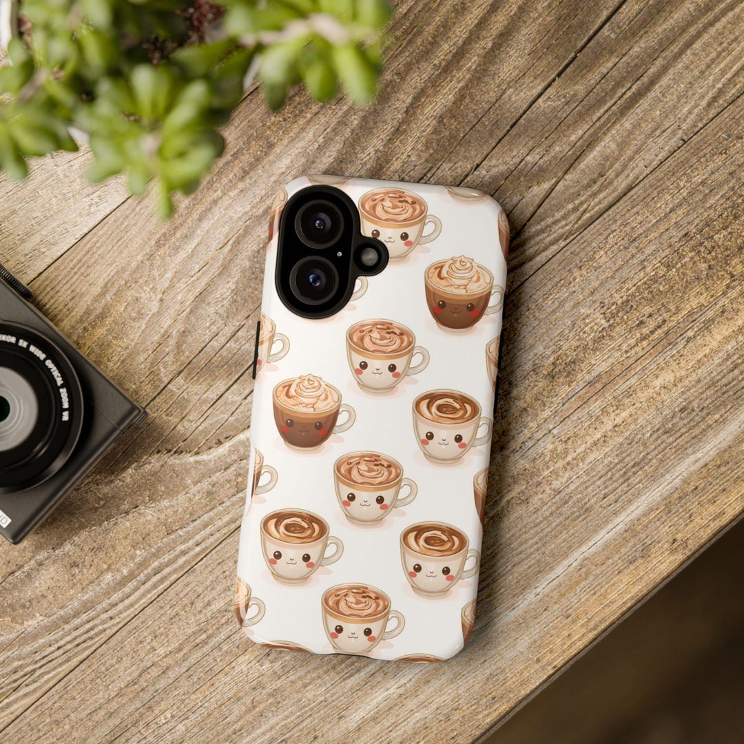 Coffee Phone Case | Cute Latte Pattern Tough Case - Etsy